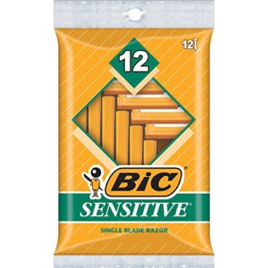 bic single blade razor, sensitive, 12 ct