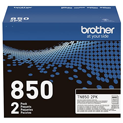 Brother Genuine High-Yield Black Toner Cartridge Twin Pack TN850 2PK, Model: TN8502PK