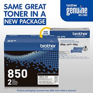 Brother Genuine High-Yield Black Toner Cartridge Twin Pack TN850 2PK, Model: TN8502PK