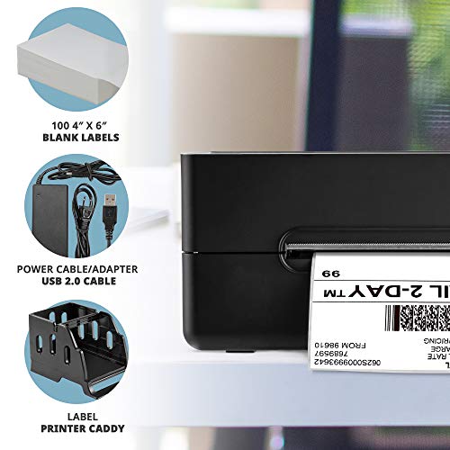 Logia Thermal 300 DPI Label Printer | High-Speed 4x6 & Barcode Printer for Shipping & Postage Labels | Commercial Grade Compatible w/Amazon, eBay, Etsy, Stamps.com etc. - Fanfold and Roll Label Holder