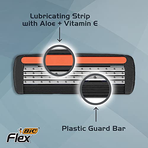 BIC Flex 4 Refillable Men's Disposable Razors, For a Smooth, Ultra-Close and Comfortable Shave, 1 Handle and 4 Cartridges, 5 Piece Razor Set