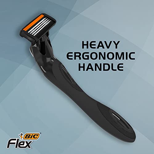 BIC Flex 4 Refillable Men's Disposable Razors, For a Smooth, Ultra-Close and Comfortable Shave, 1 Handle and 4 Cartridges, 5 Piece Razor Set