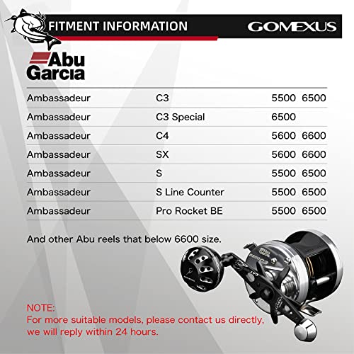 GOMEXUS Power Handle Compatible for Abu Garcia Ambassadeur C3/C4/S/SX 5000-6600 Round Reel Catfishing Handle