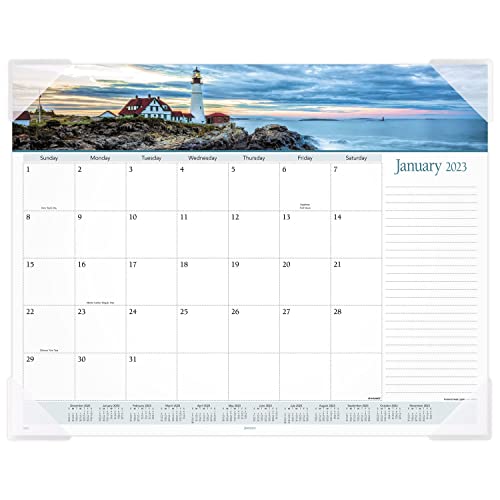 AT-A-GLANCE 2023 Monthly Desk Calendar, Desk Pad, 21-3/4" x 17", Standard, Panoramic, Landscape (89802)