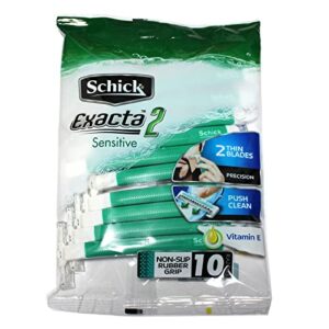 schick exacta2 sensitive disposable razor, 10 count (1pack)