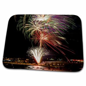 3drose usa, colorado, frisco, dillon reservoir. fireworks. – dish drying mats (ddm-190713-1)