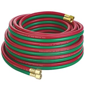 hromee oxygen acetylene hose 1/4-inch × 50 feet with 9/16″-18 b fittings welding cutting torch twin hose