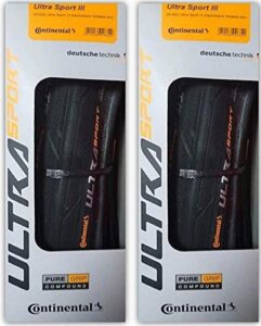 continental ultra sport iii 700×23 black folding puregrip set of 2