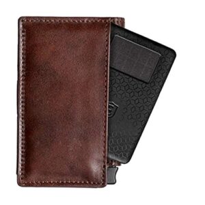 Ekster Parliament Leather Wallet for Men | LWG-Certified Minimalist Wallets with RFID Blocking Layer | Slim & Modern Aluminum Wallet with Push Button for Quick Card Access (Classic Brown)