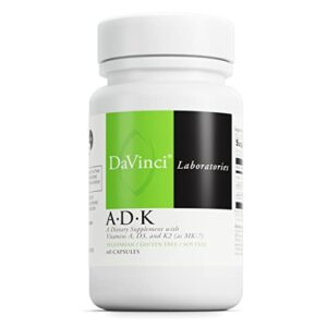 davinci labs adk – dietary supplement to support bone structure, heart health and immune function – with vitamin a, vitamin d3 5,000 iu and vitamin k2 – gluten-free – 60 vegetarian capsules