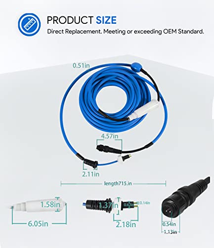 9995873 DIY Swivel Cable 3 Wire, 18M, Replace for Dolphin Pool Cleaners