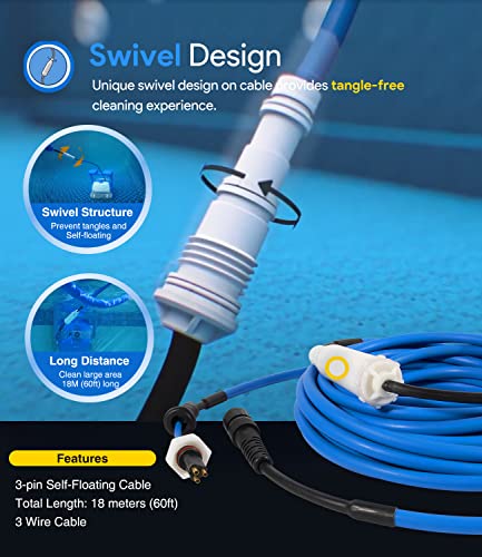 9995873 DIY Swivel Cable 3 Wire, 18M, Replace for Dolphin Pool Cleaners