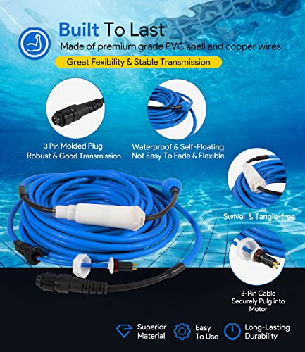 9995873 DIY Swivel Cable 3 Wire, 18M, Replace for Dolphin Pool Cleaners