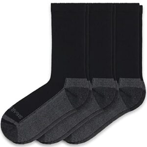 sugar free sox active-fit womens cushioned diabetic crew socks 3 pack (black, 9-11)