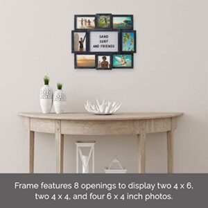 Melannco Customizable Letterboard 8-Opening Photo Collage, 19 x 17 inch,Distressed Black