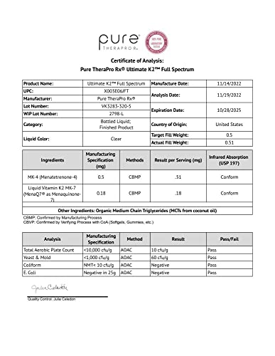 Pure Therapro Rx Ultimate K2 Supplement | Liquid Full Spectrum Vitamin K2 Drops | 680mcg Vegan K2 as All-Trans MK4 & Patented MenaQ7 MK7 | Supports Bone Health + Beautiful Skin & Hair | 90 Servings