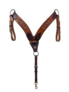 hr saddlery western equine breast collar 3 1/2″ praying cowboy conchos