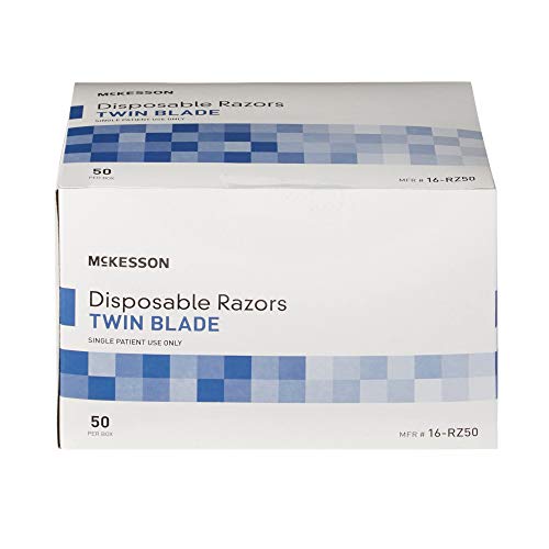 McKesson Disposable Razors, Shaving Razor, Twin Blade, Stainless Steel Blade, Blue, 50 Count, 1 Pack