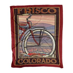 frisco colorado old half bike ultra fleece bed sofa travel cozy blanket from travel artwork by artist paul a. lanquist 60″ x 80″.