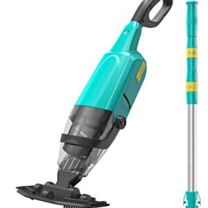 Efurden Handheld Pool Vacuum, Rechargeable Pool Cleaner with Running Time up to 60-Minutes Ideal for Above Ground Pools, Spas and Hot Tub for Sand and Debris, Green