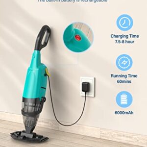 Efurden Handheld Pool Vacuum, Rechargeable Pool Cleaner with Running Time up to 60-Minutes Ideal for Above Ground Pools, Spas and Hot Tub for Sand and Debris, Green