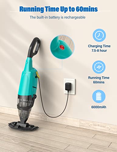 Efurden Handheld Pool Vacuum, Rechargeable Pool Cleaner with Running Time up to 60-Minutes Ideal for Above Ground Pools, Spas and Hot Tub for Sand and Debris, Green