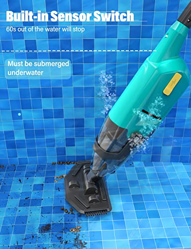 Efurden Handheld Pool Vacuum, Rechargeable Pool Cleaner with Running Time up to 60-Minutes Ideal for Above Ground Pools, Spas and Hot Tub for Sand and Debris, Green