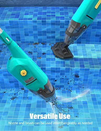 Efurden Handheld Pool Vacuum, Rechargeable Pool Cleaner with Running Time up to 60-Minutes Ideal for Above Ground Pools, Spas and Hot Tub for Sand and Debris, Green