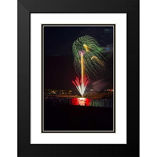 ArtDirect Colorado, Frisco Fireworks Display on July 4th 13x18 Black Modern Wood Framed with Double Matting Museum Art Print by Lord, Fred