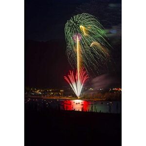 ArtDirect Colorado, Frisco Fireworks Display on July 4th 13x18 Black Modern Wood Framed with Double Matting Museum Art Print by Lord, Fred