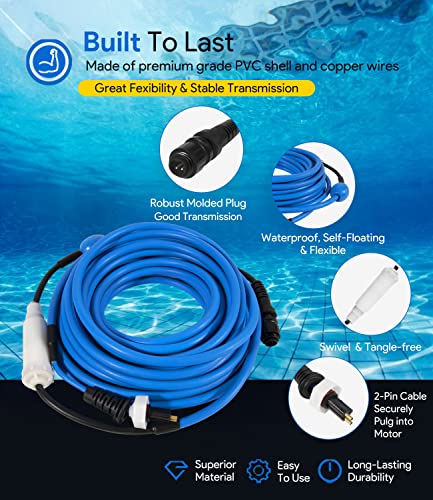 9995862 DIY Swivel Cable 2 Wire, 18M, Replace for Dolphin Pool Cleaners M200, Nautilus CC Plus, Maytronics 9995862-DIY