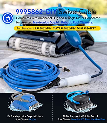 9995862 DIY Swivel Cable 2 Wire, 18M, Replace for Dolphin Pool Cleaners M200, Nautilus CC Plus, Maytronics 9995862-DIY