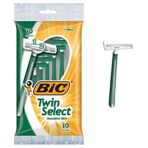 bic twin select, sensitive skin, disposable shaver for men, 10-count (pack of 3)