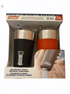 coleman stainless steel tumbler with straw, 15 hours, 2 pack, multi-function lid, spill-resistant lid, bottle opener