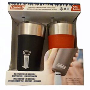 Coleman Stainless Steel Tumbler with Straw, 15 Hours, 2 Pack, Multi-Function Lid, Spill-Resistant Lid, Bottle Opener