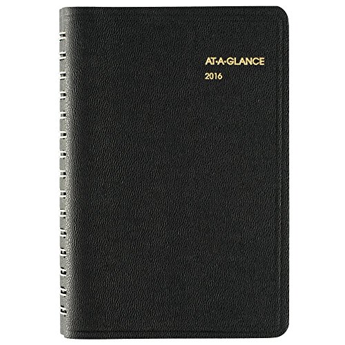 AT-A-GLANCE Daily Appointment Book / Planner 2016, 24-Hour, 4-7/8 x 8 Inches, Black (70-203-05)