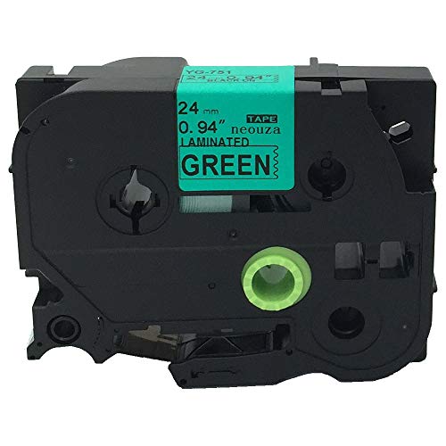 Black on Green Label Tape Compatible for Brother TZ TZe 751 TZ-751 TZe-751 24mm P-Touch 8m 1"x26.2'