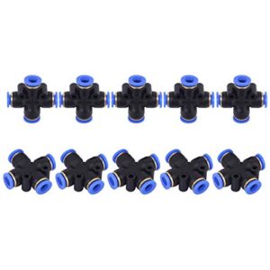 sns union cross type plastic push to quick connect tube fitting 4 way 1/2″ tube od (10 pcs) spxl-1/2