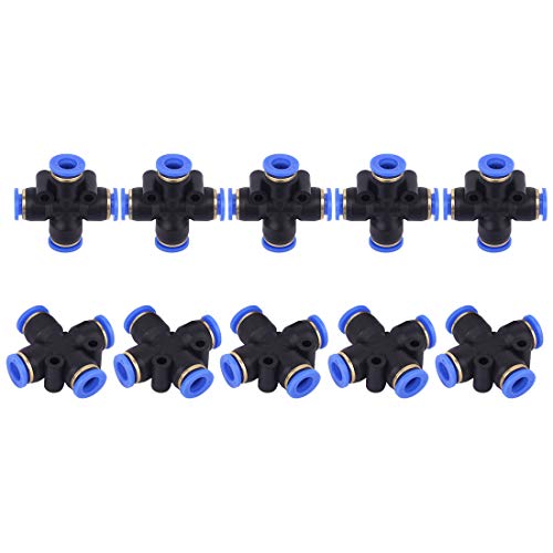 SNS Union Cross Type Plastic Push to Quick Connect Tube Fitting 4 Way 1/2" Tube OD (10 PCS) SPXL-1/2