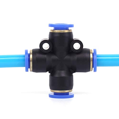 SNS Union Cross Type Plastic Push to Quick Connect Tube Fitting 4 Way 1/2" Tube OD (10 PCS) SPXL-1/2