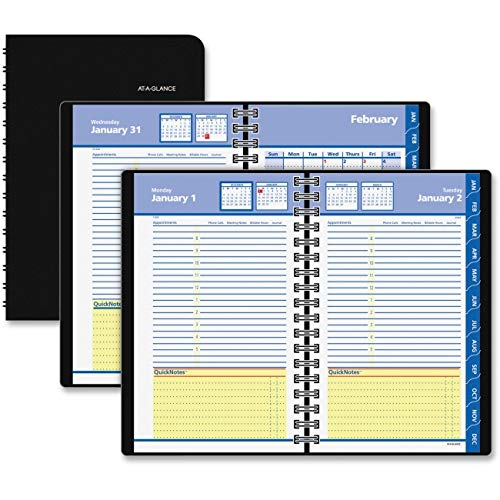 At-A-Glance,Appointment Books,Dated Goods,Quick Notes,Daily Monthly Self Management System,QuickNotes Desk Planning 1PPD Tabbed Ruled Address Pocket Wirebound