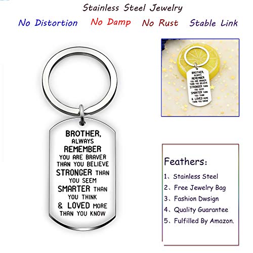 AGR8T Key Rings Birthday Gifts Best Brother Dog Tag Gift From Sister Keychain You Are Braver Than You Think