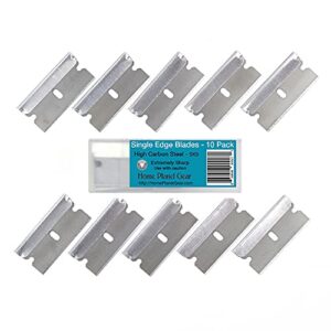 Single Edge Razor Blade 10 Pack - Straight Edge Razor - Ten Super Sharp Flat Blades in Convenient Storage Dispenser - Heavy Duty SK5 Oven Scraper Razor Tool Refills - Single Sided Blade - Easy Install