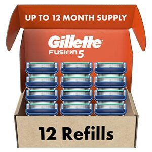 gillette fusion5 mens razor blade refills, 12 count, lubrastrip for a more comfortable shave