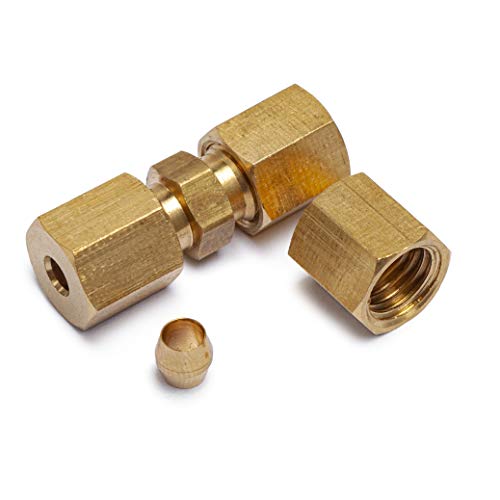 LTWFITTING Value Pack 1/8-Inch OD Brass Compression Union,Sleeve Ferrule,Nut (Pack of 85)