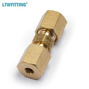 LTWFITTING Value Pack 1/8-Inch OD Brass Compression Union,Sleeve Ferrule,Nut (Pack of 85)