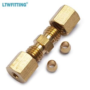 LTWFITTING Value Pack 1/8-Inch OD Brass Compression Union,Sleeve Ferrule,Nut (Pack of 85)