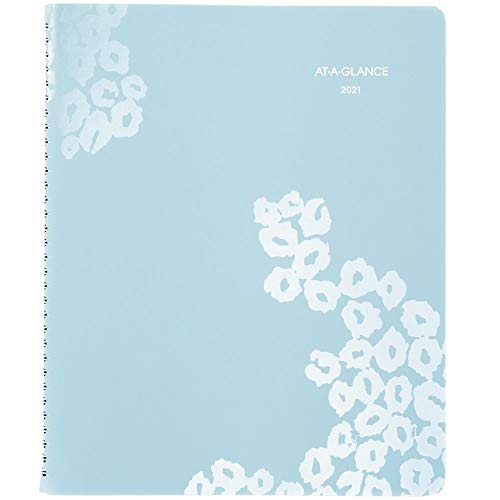 2021 Weekly & Monthly Appointment Book & Planner by AT-A-GLANCE, 8" x 11", Large, Wild Washes, Teal (523-905-21),White