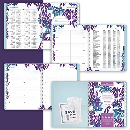 2021 Weekly & Monthly Appointment Book & Planner by AT-A-GLANCE, 8" x 11", Large, Wild Washes, Teal (523-905-21),White