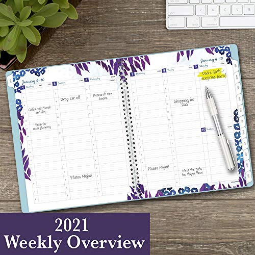 2021 Weekly & Monthly Appointment Book & Planner by AT-A-GLANCE, 8" x 11", Large, Wild Washes, Teal (523-905-21),White